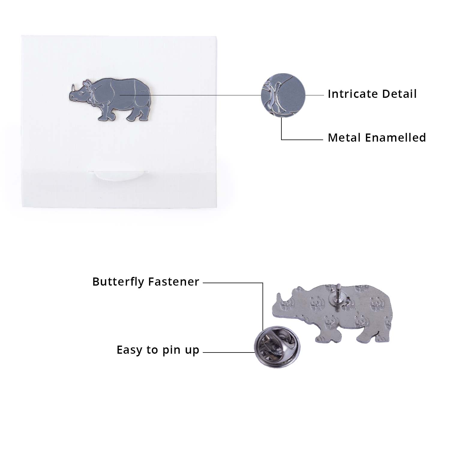 One-Horned Rhinoceros – Lapel Pin – WWF Nature Store